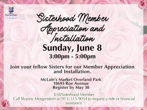 Sisterhood Member Appreciation and Installation - The Temple ...